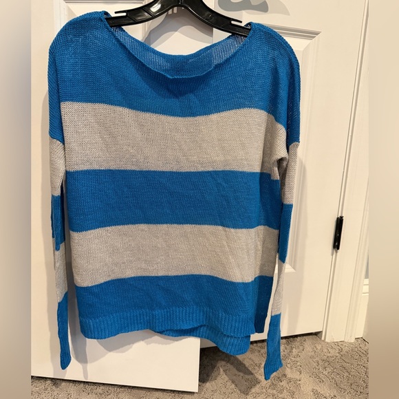 Theory | Sweaters | Theory Blue And Gray Striped Sweater | Poshmark
